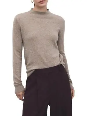 Mango Metallic Mock Neck Sweater - Light/pastel Grey