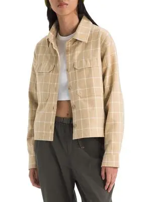 The North Face Valley Plaid Organic Cotton Flannel Shirt Jacket - Khaki Stone Grid Large Plaid