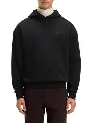 BOSS Cotton Fleece Pullover Hoodie - Black