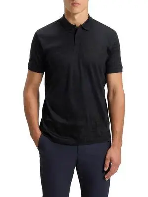 BOSS Grid Print Cotton Polo - Dark Blue