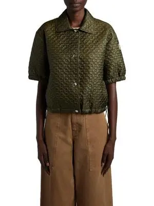 Moncler Flower Quilted Short Sleeve Jacket - Deep Depths