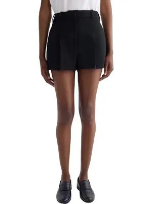 Givenchy Pleated Wool Grain De Poudre Shorts - Black