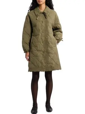 DAMSON MADDER Avery Water Repellent Quilted Coat - Olive