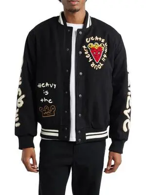 VIC GARCIA WORLD Melton Wool Blend Bomber Jacket - Black
