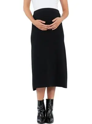 RIPE MATERNITY Knit Midi A-line Skirt - Black