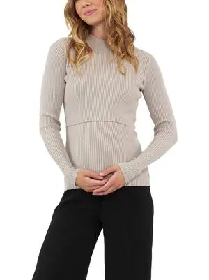 RIPE MATERNITY Lift Up Nursing Knit Top Stone