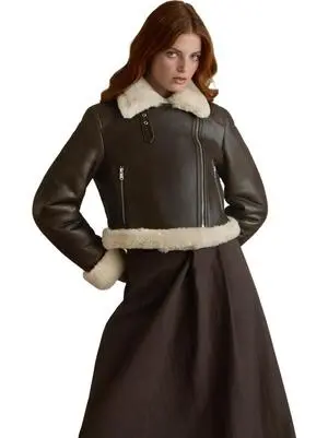 FURNIQ UK Sienna Leather Shearling Jacket - Brown
