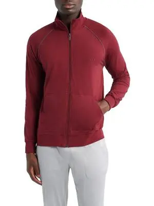 BOSS Stretch Cotton Lounge Jacket - Dark Red