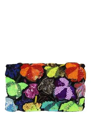 SIMITRI Aurelia Embroidered Clutch Neon