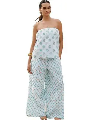 CELANDINE Strapless Polka Dot Top - Ivory Dot