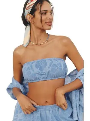 CELANDINE Terry Bandeau Top - Blue Pattern