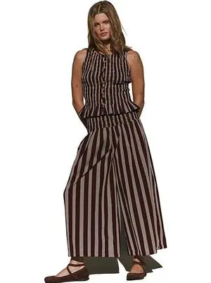 Free People Striped Top And Wide-leg Pant Set - Blackberry Combo