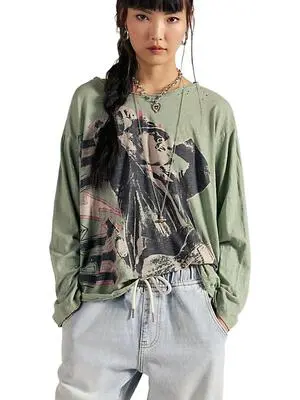 MAGNOLIA PEARL Ac/dc Rock N' Roll Viggo Long Sleeve Tee - Green