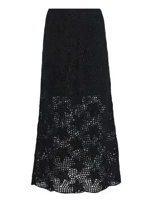 BY MALENE BIRGER By Malene Birger Roz Cotton Crochet Midi Skirt Black