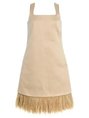 BY MALENE BIRGER Elva Feather-trimmed Mini Dress - Neutral