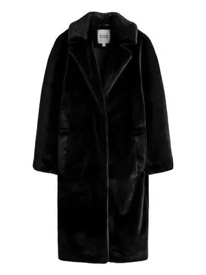 Cos Fur-effect Long Coat - Black