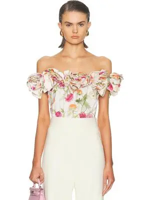 Carolina Herrera Off-the-shoulder Floral Top - Almond Multi