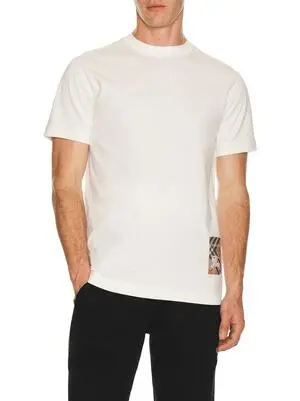Burberry T-shirt With Check Label In White - Chalk