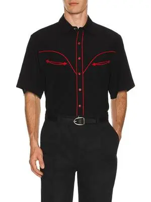 WACKO MARIA Western Shirt In Black - Black & Red