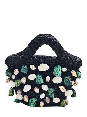 SIMONMILLER Shelly Raffia Tote Bag - Blue Green