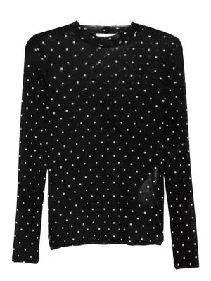 Maison Kitsuné Polka-dot Mesh Top - Black