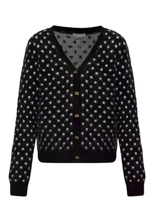 GANNI Polka Dot Cardigan - Black