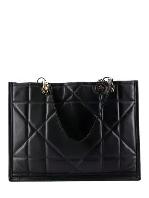 Dior Essential Archicannage Quilt Calfskin Medium Tote Bag - Black