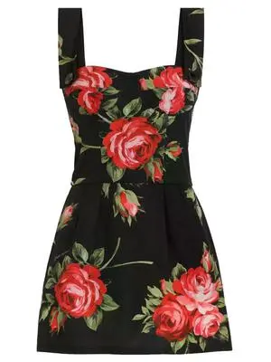 Dolce & Gabbana Floral Mini Dress - Black