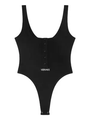 Versace Logo-embroidered Bodysuit - Black