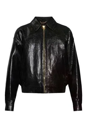 Versace Zip-up Leather Jacket - Black