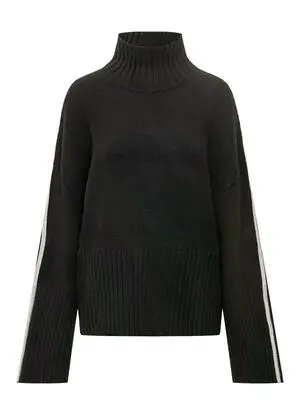 Pinko Striped-sleeve High-neck Sweater - Black