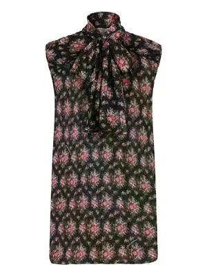 Dolce & Gabbana Floral-print Bow Top - Black