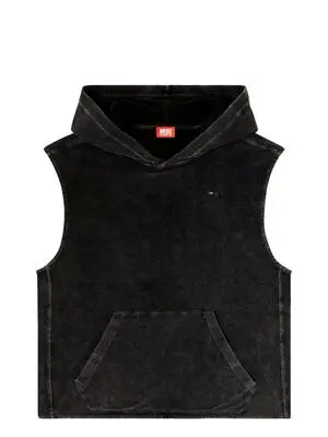 DIESEL® Embroidered Sleeveless Hoodie - Black