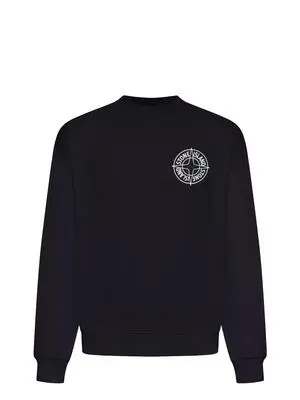 Stone Island Compass Print Crew-neck Sweatshirt - Black