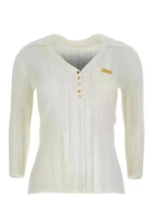 Elisabetta Franchi V-neck Ribbed Sweater - White