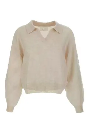 LISA YANG Ribbed Trim Polo Sweater - Neutrals
