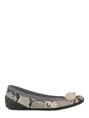 DOVE NUOTANO GLI SQUALI Snake-print Appliqué Ballet Flats - Grey