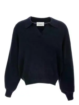 LISA YANG Ribbed Polo Wool Sweater - Blue