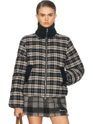 Varley Bryony Short Puffer Jacket - Navy Check