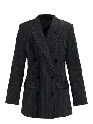 Isabel Marant Jevima Pinstripe Double-breasted Blazer - Grey
