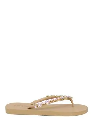 Mystique Blakely Crystal-embellished Flip-flops - Neutrals