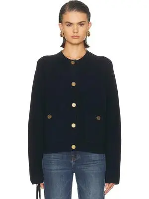 TOTEME Hammered Button Cardigan - Navy