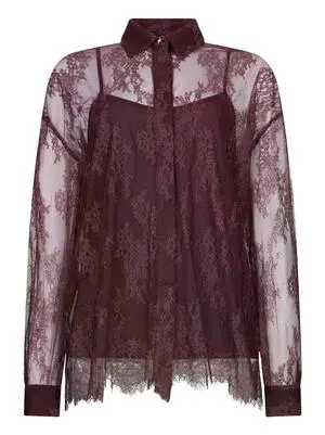Liu Jo Chantilly Lace Shirt - Brown
