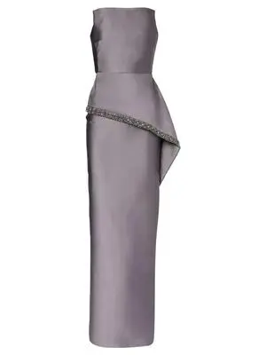 Roland Mouret Square-neck Gown With Crystal Trim - Grey
