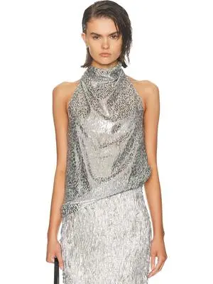 Stella McCartney Fil Coupe Alterneck Top - Silver