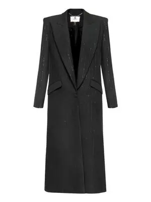 NISSA Sequin-embellished Tailored Coat - Black