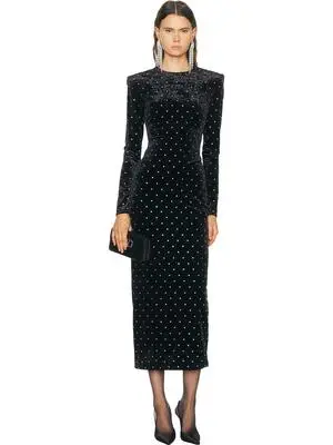 Ronny Kobo Cosma Rhinestone-embellished Velvet Dress - Black Silver
