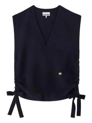 GANNI Logo-detail Vest - Blue
