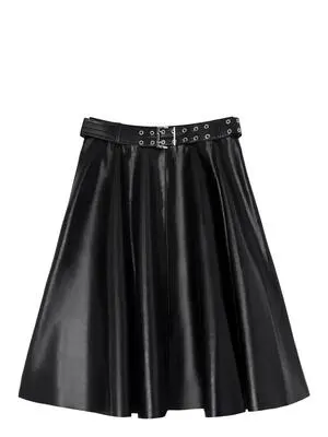 GANNI Belted Midi Skirt - Black