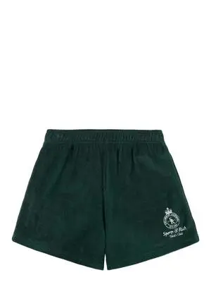 SPORTY & RICH Logo-embroidered Terry Shorts - Green